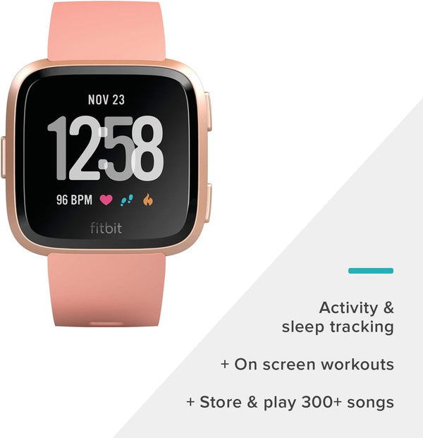 Fitbit Versa Smart Watch, Peach/Rose Gold Aluminium, One Size - $75 ...