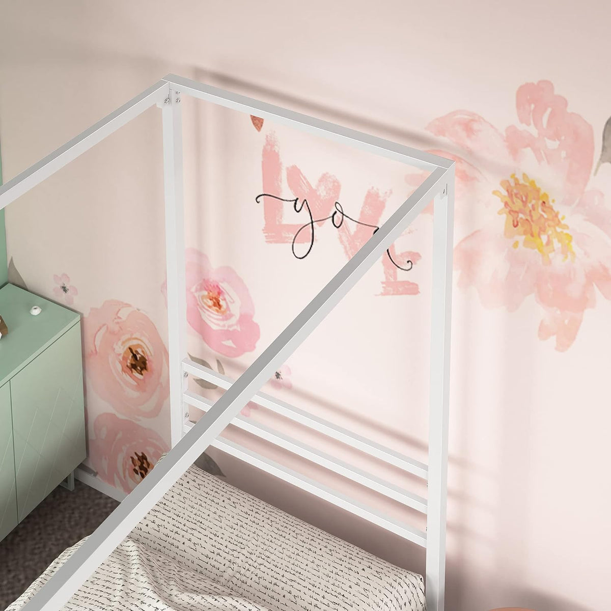 ZINUS Patricia White Metal Canopy Platform Bed Frame / Mattress Founda ...