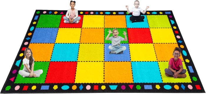 Booooom Jackson Thick Classroom Rug Elementary, 13'x7'5'' Large Rug ...