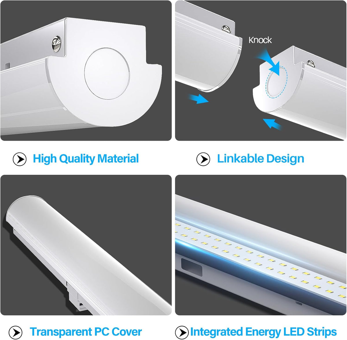 8FT LED Shop Lights 110W [6 Lamps F96T12 Fluorescent Equiv.], 12500LM ...