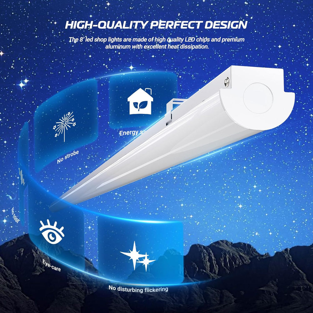 8FT LED Shop Lights 110W [6 Lamps F96T12 Fluorescent Equiv.], 12500LM ...