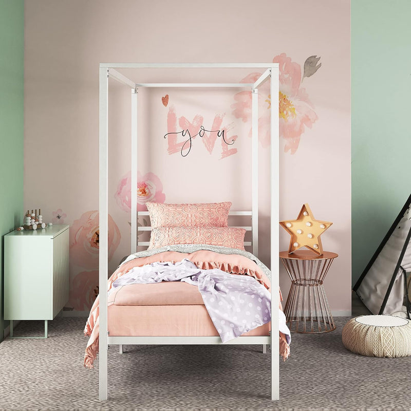 ZINUS Patricia White Metal Canopy Platform Bed Frame / Mattress Founda ...